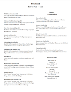 Menu - Mustang Ranch Lounge