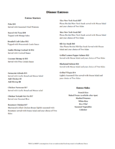 Menu - Mustang Ranch Lounge